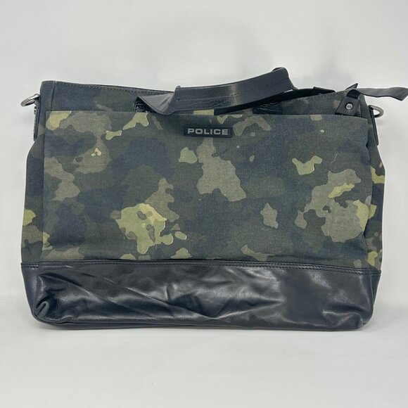 Police | Bags | Police Laptop Messenger Bag Camo Black Leather Accents ...